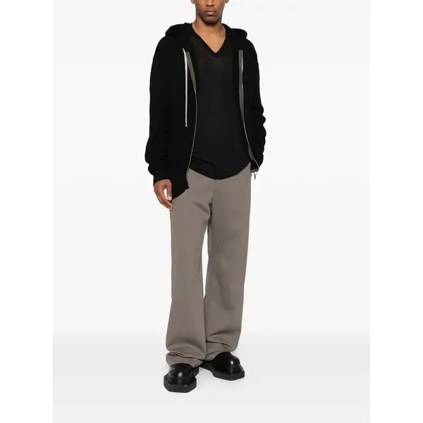 Rick Owens Ribbed Knit Zip-up Hooded Cardigan