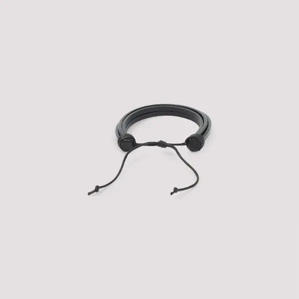 Saint Laurent Double Leather Bracelet With Cassandre Logo