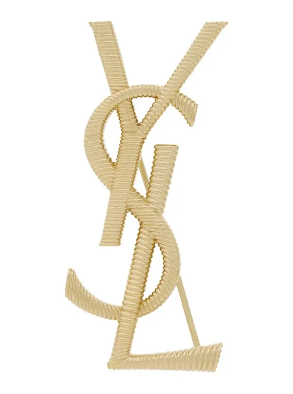 Saint Laurent Cassandre Brooch In Brass - Multicolor