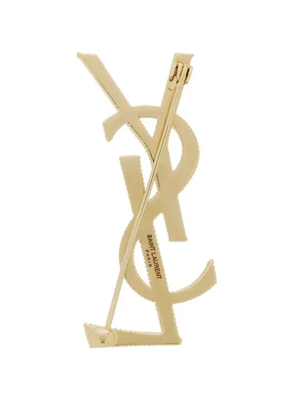 Saint Laurent Cassandre Brooch In Brass - Multicolor