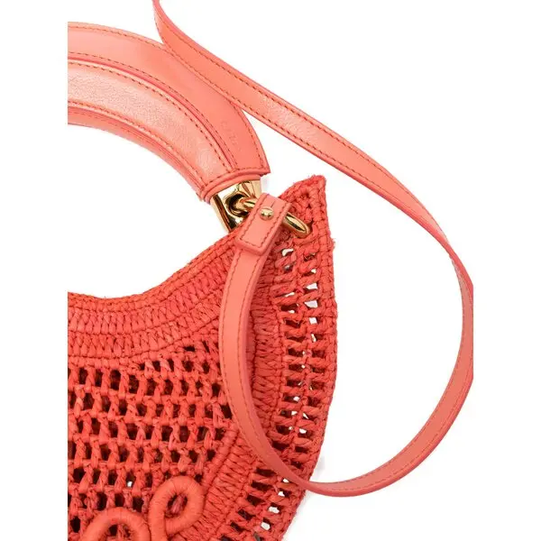 Chloé Woven Raffia Tote Bag With Leather Handle - Orange