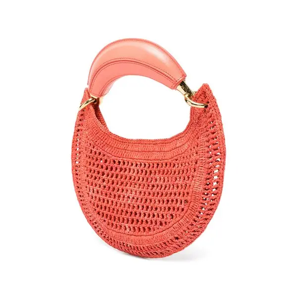Chloé Woven Raffia Tote Bag With Leather Handle - Orange