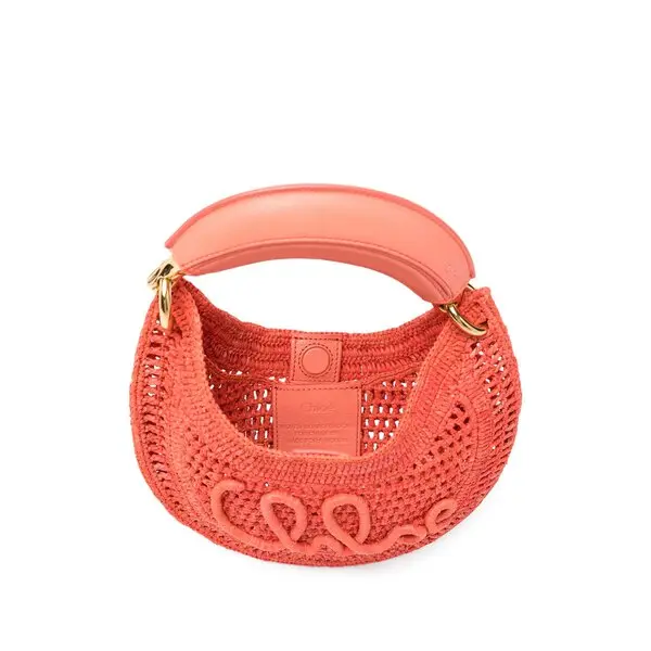 Chloé Woven Raffia Tote Bag With Leather Handle - Orange