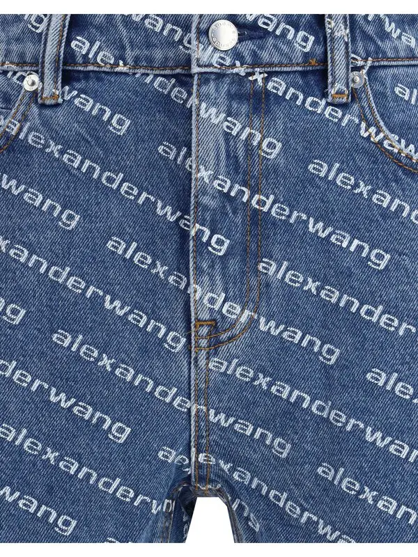 Alexander Wang Logo Print Denim Shorts