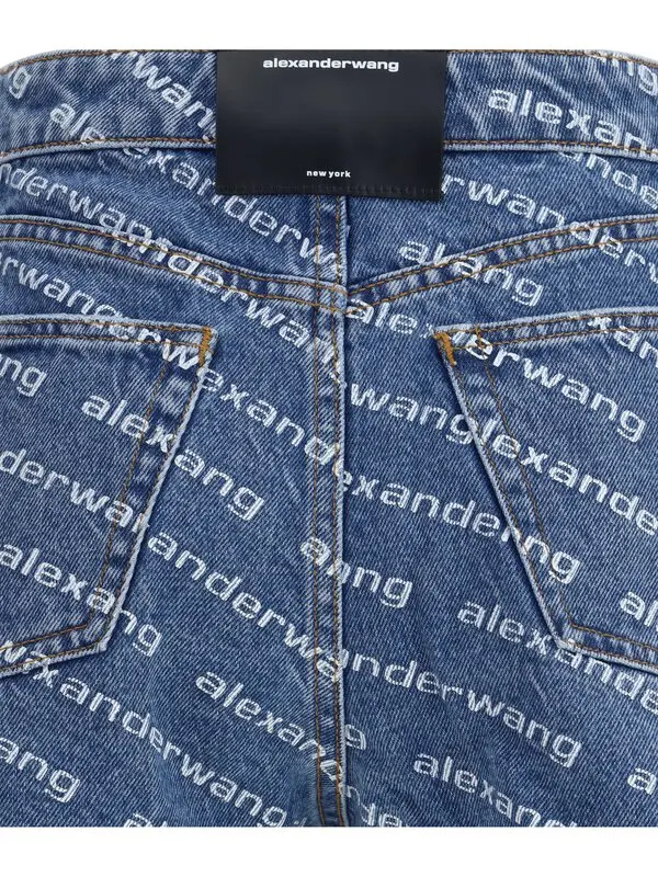 Alexander Wang Logo Print Denim Shorts
