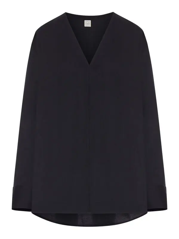 TOTEME V-neck Long Sleeve Blouse - Black