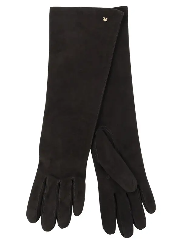 Max Mara Afideesuede Long Suede Nappa Gloves - Black