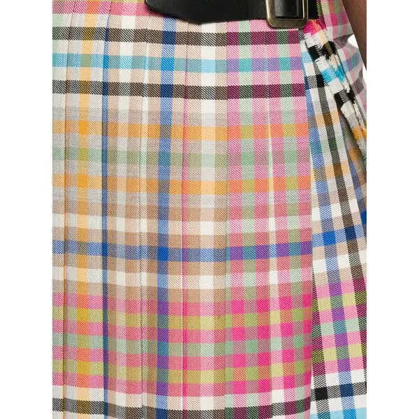 VIVIENNE WESTWOOD Plaid Pleated Skirt With Frayed Hem