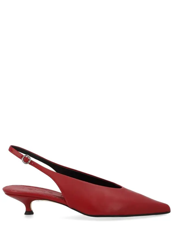 AeydĒ Kitten Heel Slingback Shoes - Red
