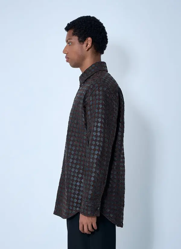 Bottega Veneta Intrecciato Leather And Suede Shirt