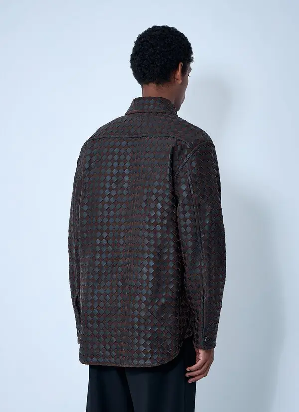 Bottega Veneta Intrecciato Leather And Suede Shirt