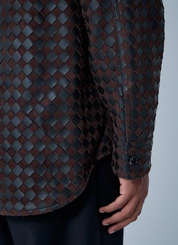 Bottega Veneta Intrecciato Leather And Suede Shirt