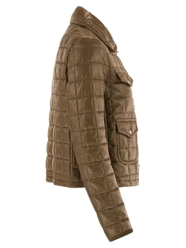 FAY 3 Hooks Technical Checkered Fabric Jacket - Brown