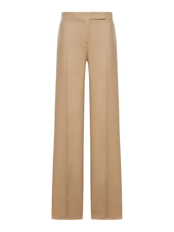 Max Mara Regular Fit Pure Linen Trousers - Cream