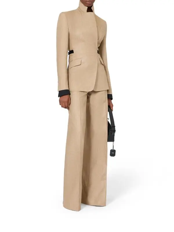 Max Mara Regular Fit Pure Linen Trousers - Cream