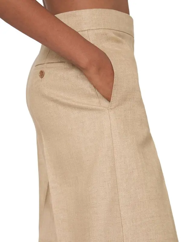 Max Mara Regular Fit Pure Linen Trousers - Cream