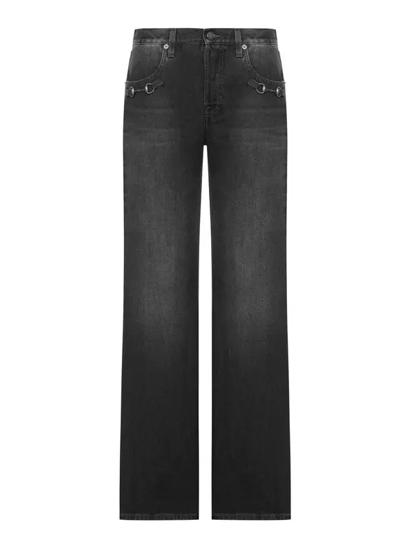 Gucci Cotton Denim Trousers With Horsebit Detail