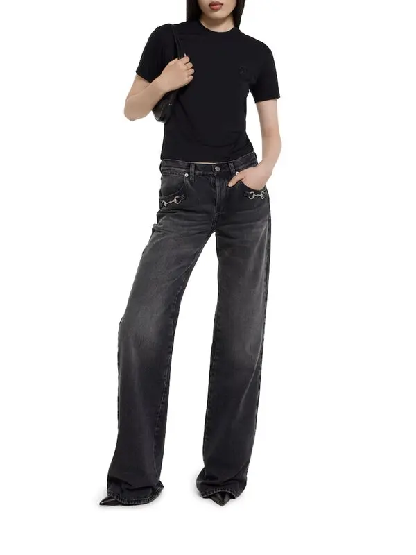Gucci Cotton Denim Trousers With Horsebit Detail