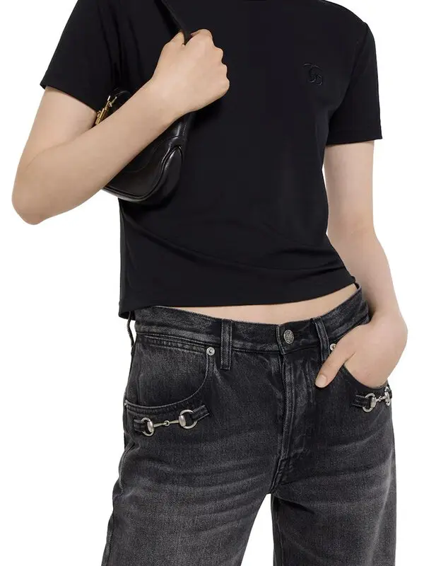 Gucci Cotton Denim Trousers With Horsebit Detail