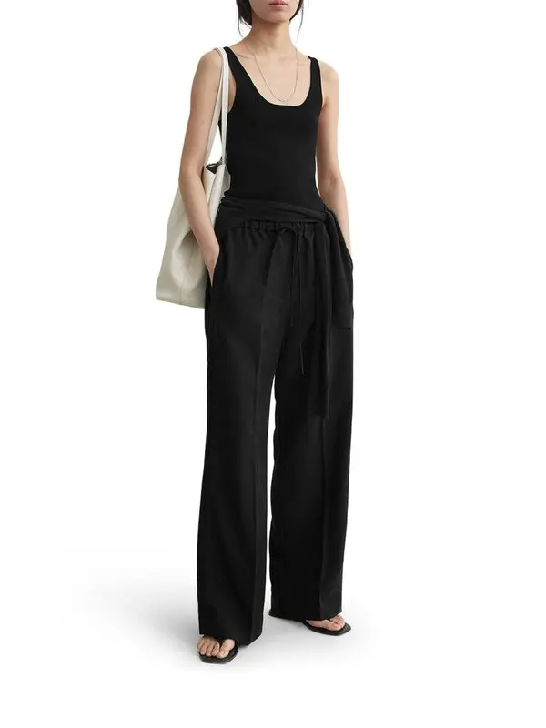 TOTEME Wide-leg Linen Blend Trousers - Black