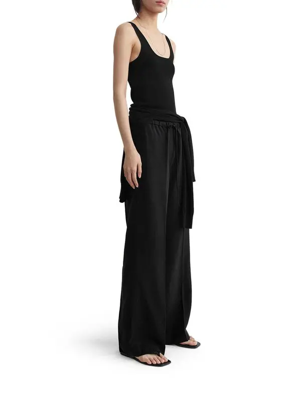 TOTEME Wide-leg Linen Blend Trousers - Black