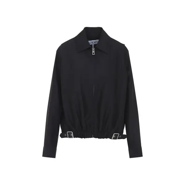 Loewe Belted Jacket In Wool And Silk - Black