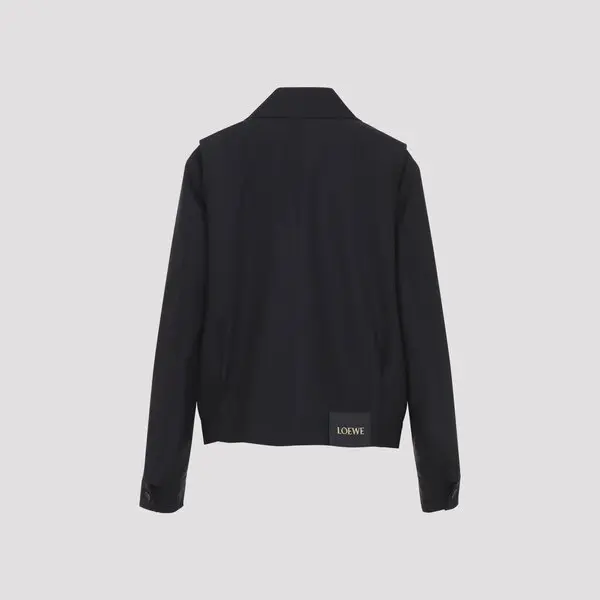 Loewe Belted Jacket In Wool And Silk - Black