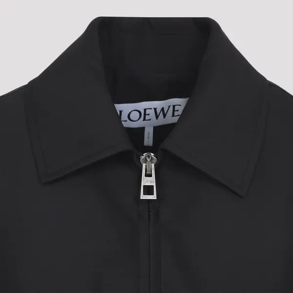 Loewe Belted Jacket In Wool And Silk - Black