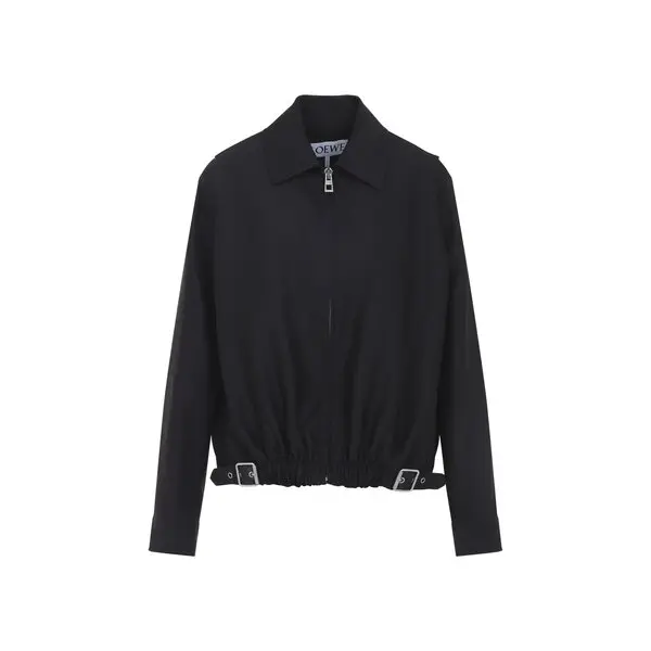 Loewe Belted Jacket In Wool And Silk - Black