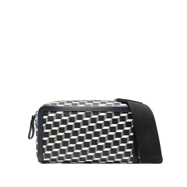 Pierre Hardy Geometric Print Leather Shoulder Bag - Black
