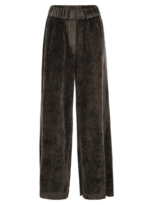 Peserico Fluid Corduroy Wide-leg Trousers - Brown