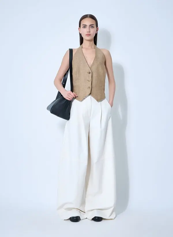 Max Mara Sauro Halterneck Waistcoat In Linen