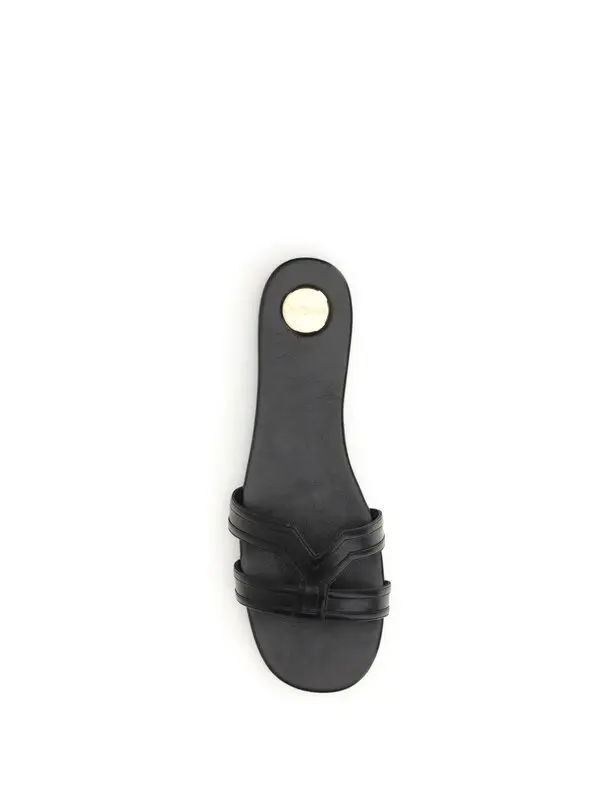 Saint Laurent Mabrouka Leather Sandals - Black