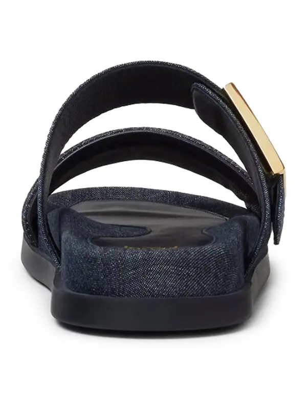 Fendi Double Strap Slide Sandals With Ff Baguette Buckle