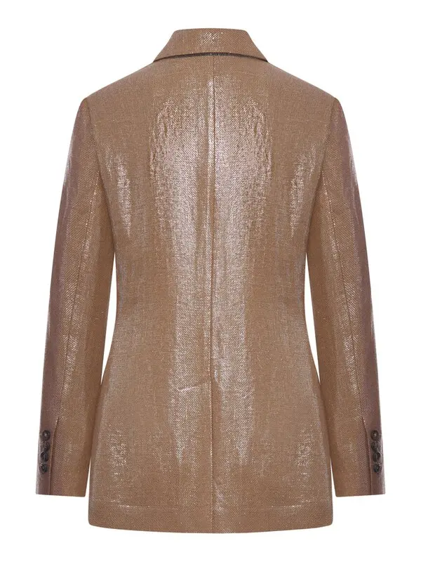 Brunello Cucinelli Double-breasted Blazer In Laminated Fabric