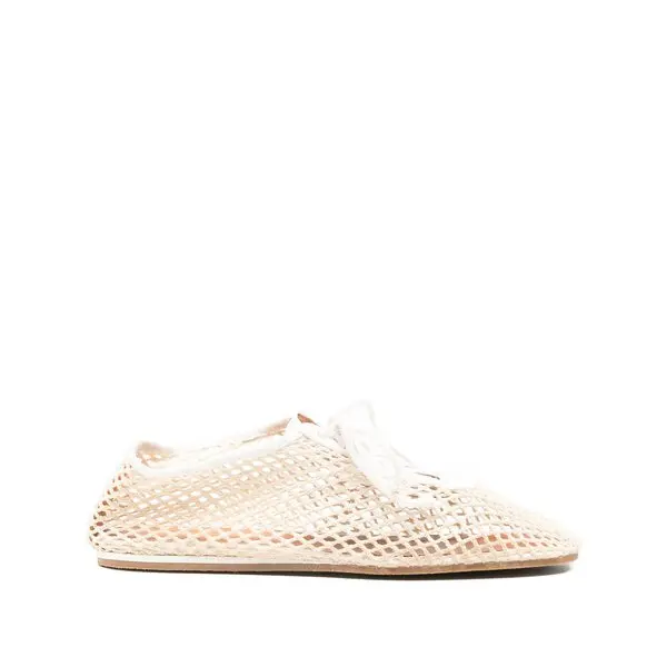 FORTE_FORTE Net Detail Lace-up Flat Sole Trainers - Cream