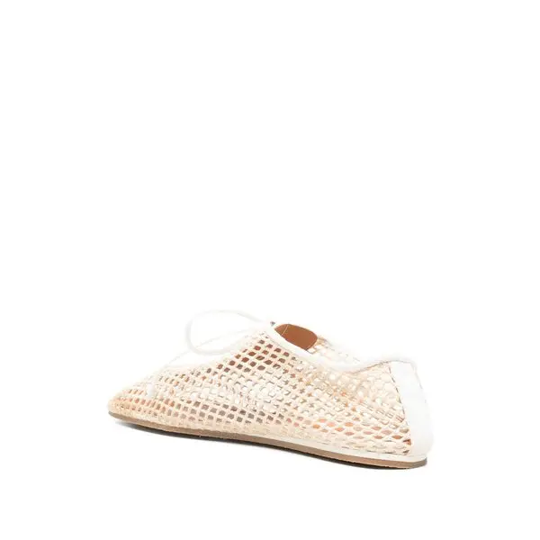 FORTE_FORTE Net Detail Lace-up Flat Sole Trainers - Cream