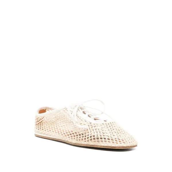 FORTE_FORTE Net Detail Lace-up Flat Sole Trainers - Cream