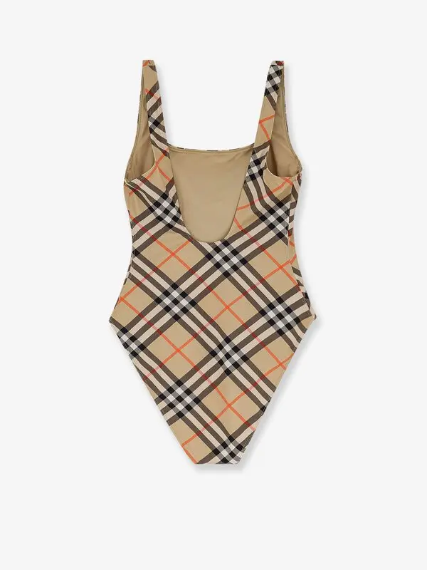 Burberry One-piece Swimsuit With Check Print - Multicolor