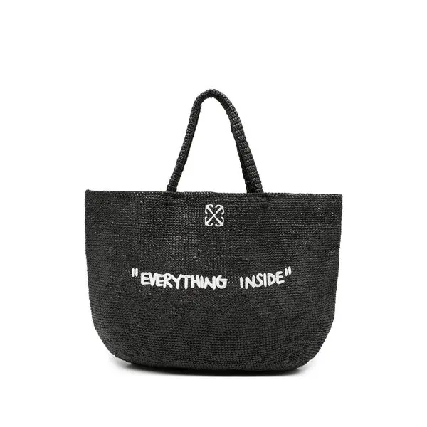 Off-White Woven Tote Bag - Black