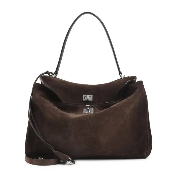 Balenciaga Rodeo M Suede Leather Handbag - Brown