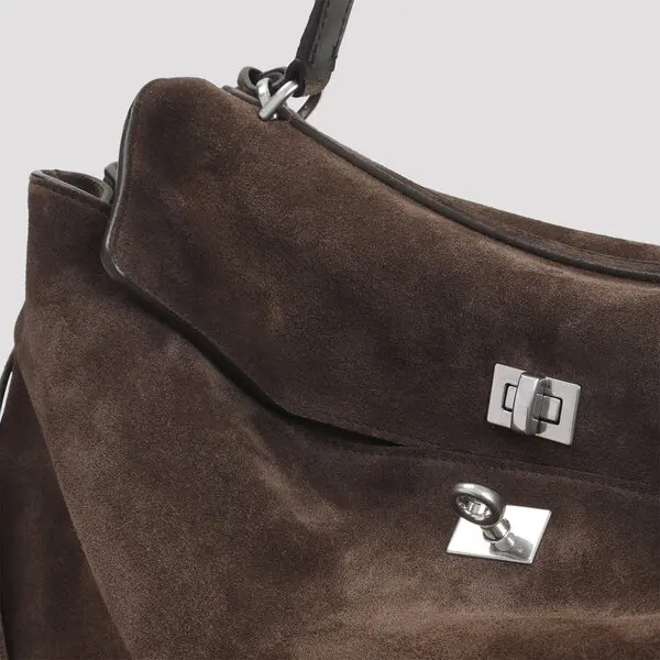 Balenciaga Rodeo M Suede Leather Handbag - Brown