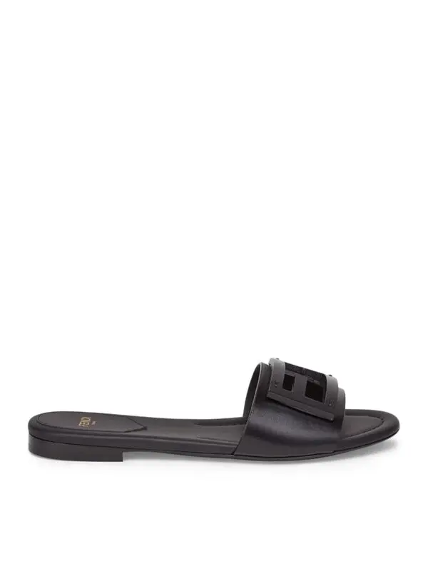 Fendi Slide Baguette In Leather - Black