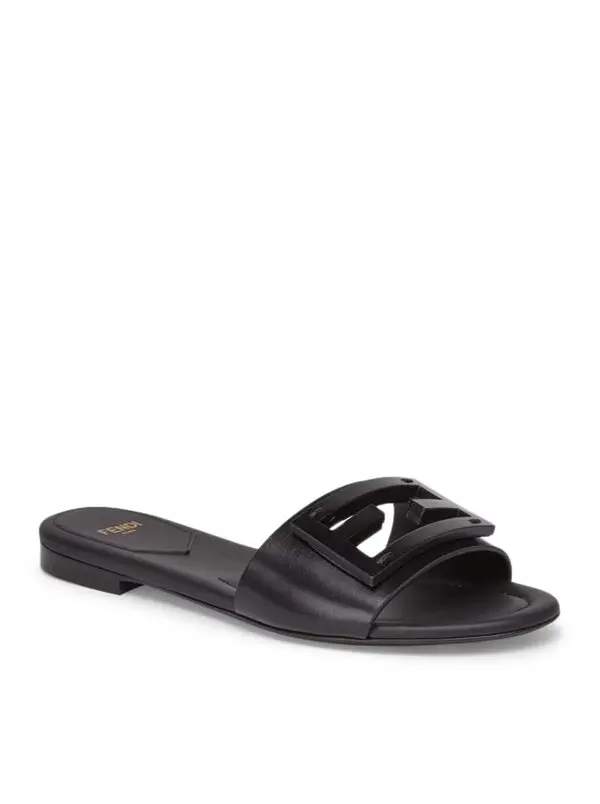 Fendi Slide Baguette In Leather - Black