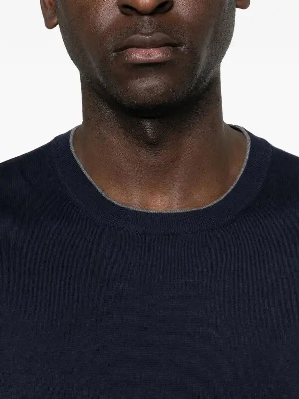 Brunello Cucinelli Cotton Lightweight Knit T-shirt With Contrast Details - Multicolor