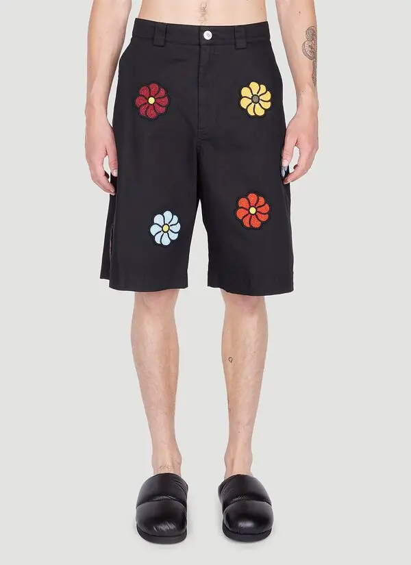 Moncler 1 Jw Anderson Floral Bermuda Shorts - Black