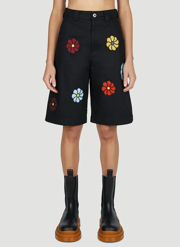 Moncler 1 Jw Anderson Floral Bermuda Shorts - Black