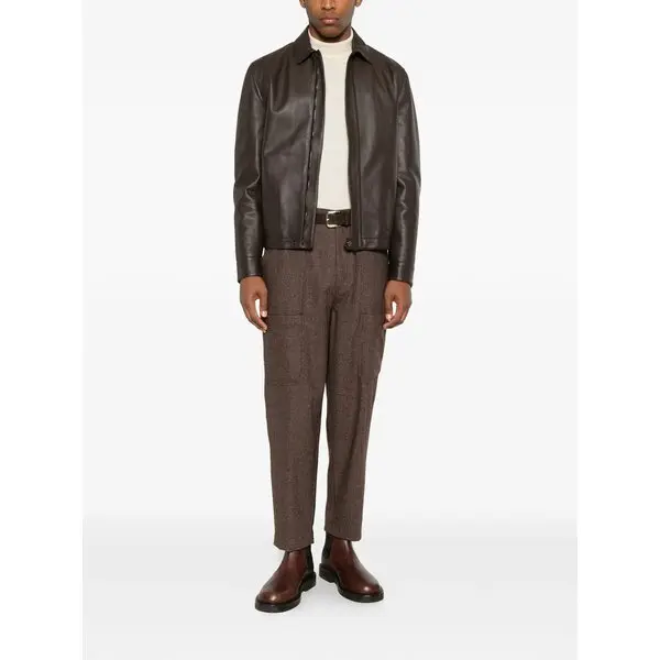 Tagliatore Leather Zip-up Jacket - Brown