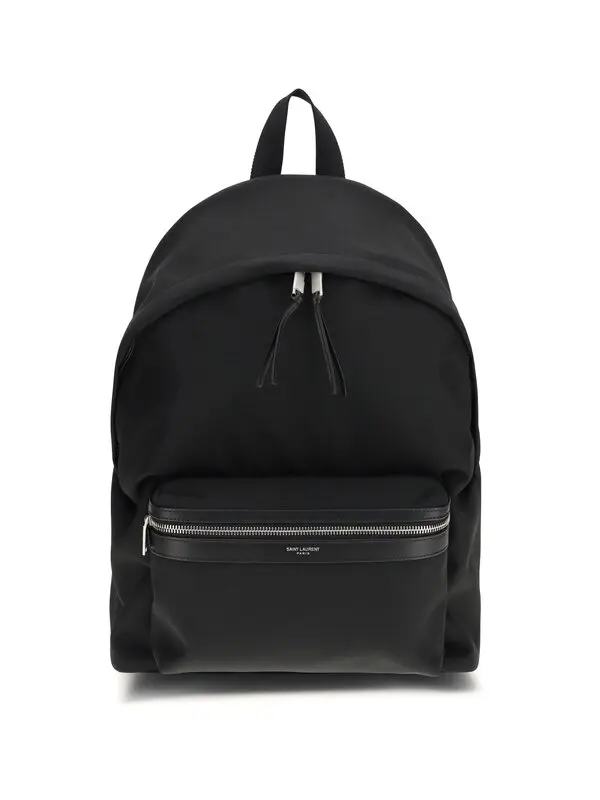 Saint Laurent City Backpack In Leather And Nylon - Black