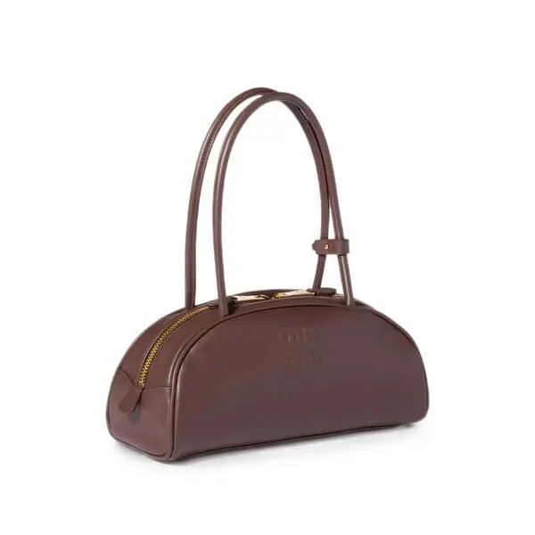 Miu Miu Embossed Logo Leather Shoulder Bag - Brown